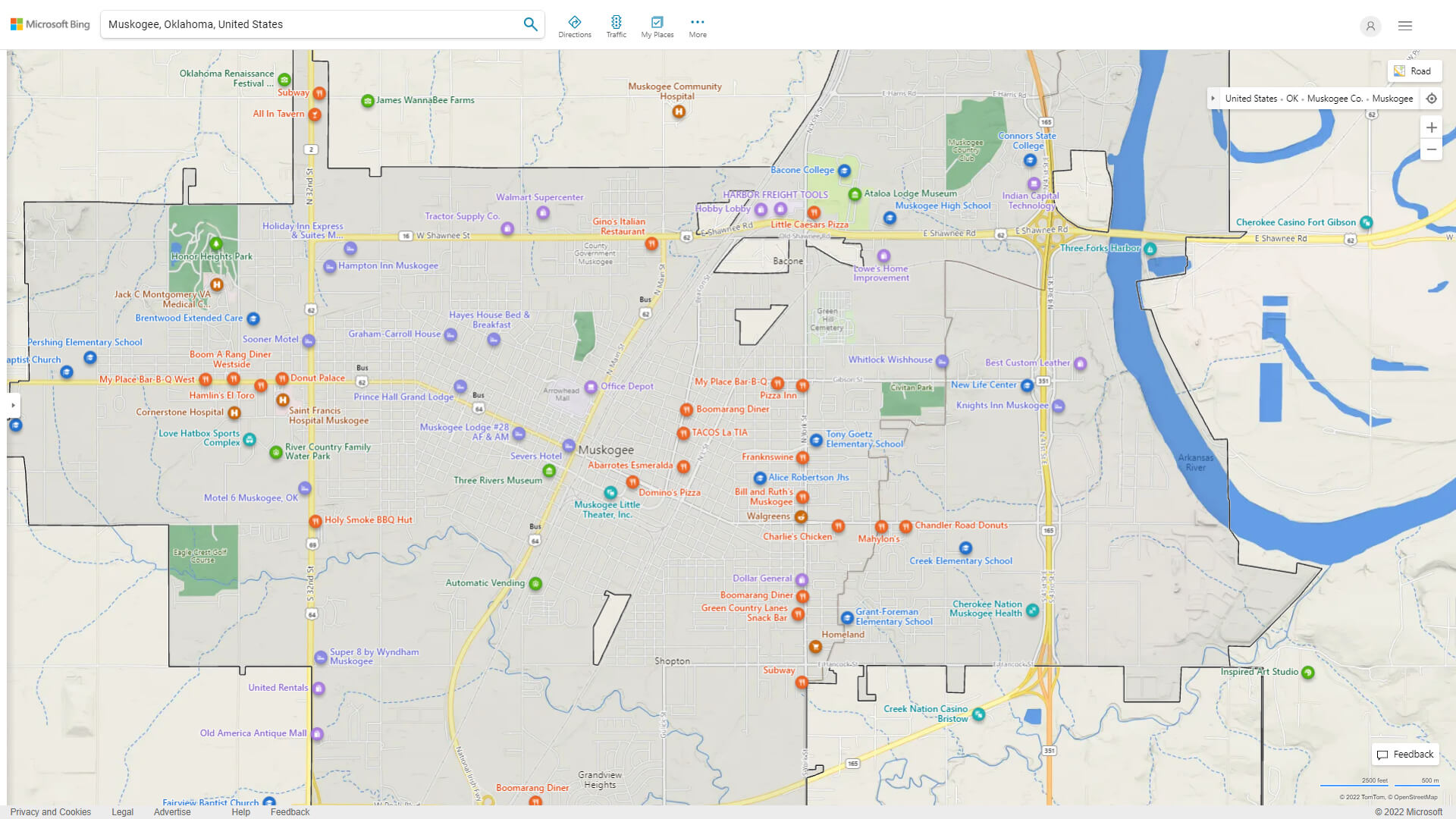 Muskogee, Oklahoma Map