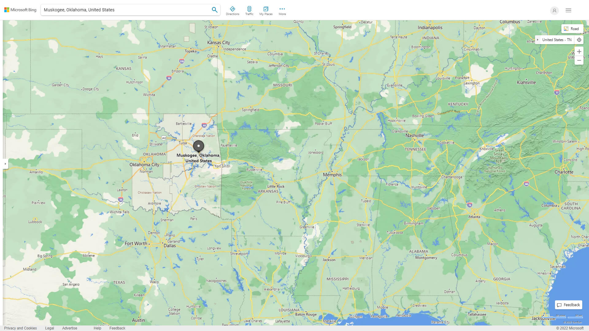 Muskogee, Oklahoma Map
