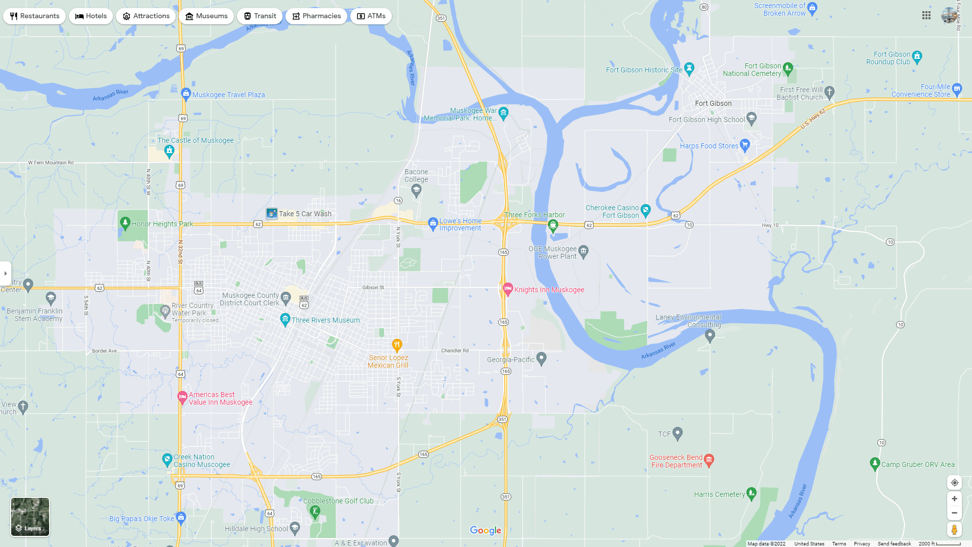 Muskogee, Oklahoma Map