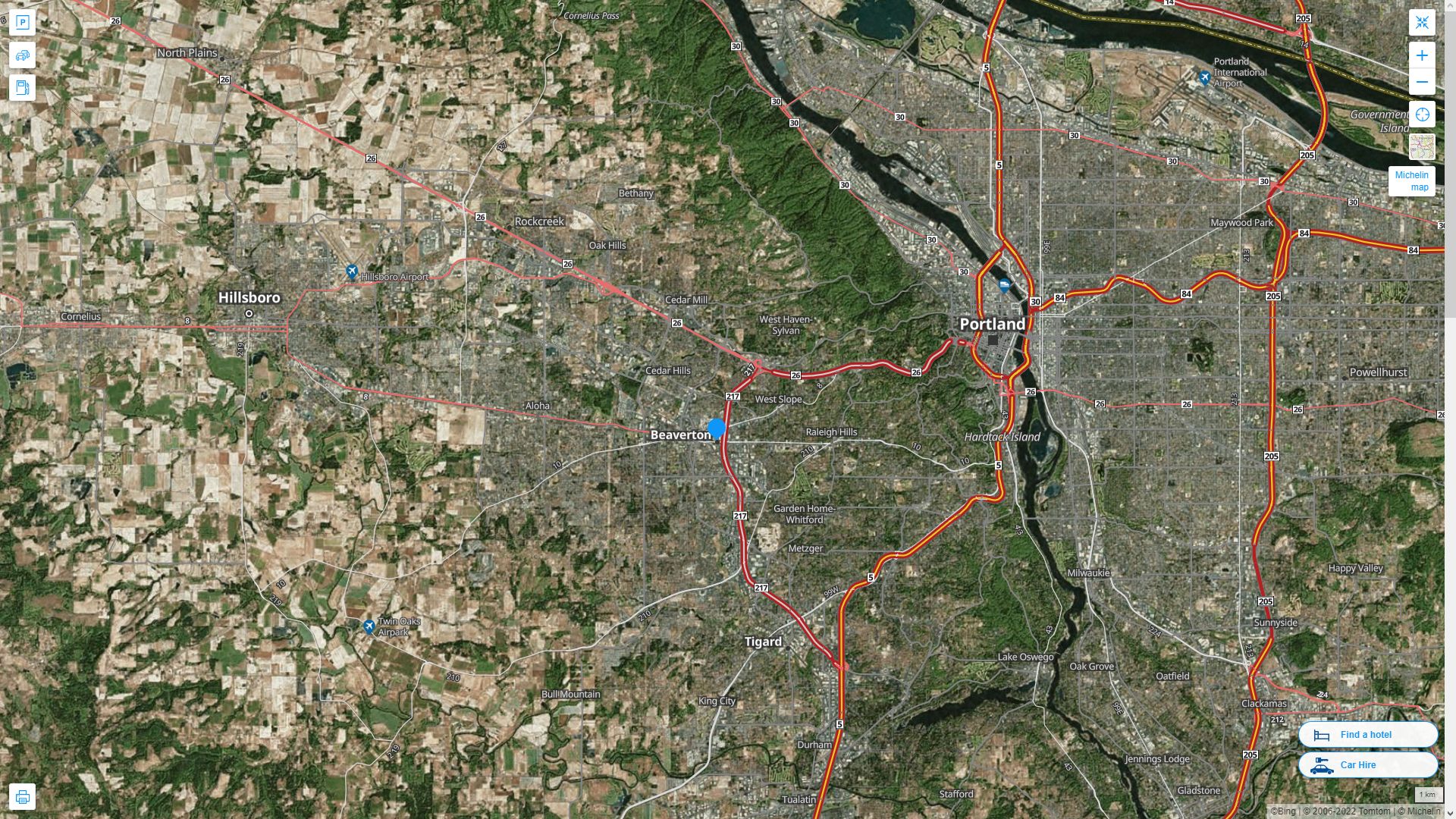Beaverton, Oregon Map