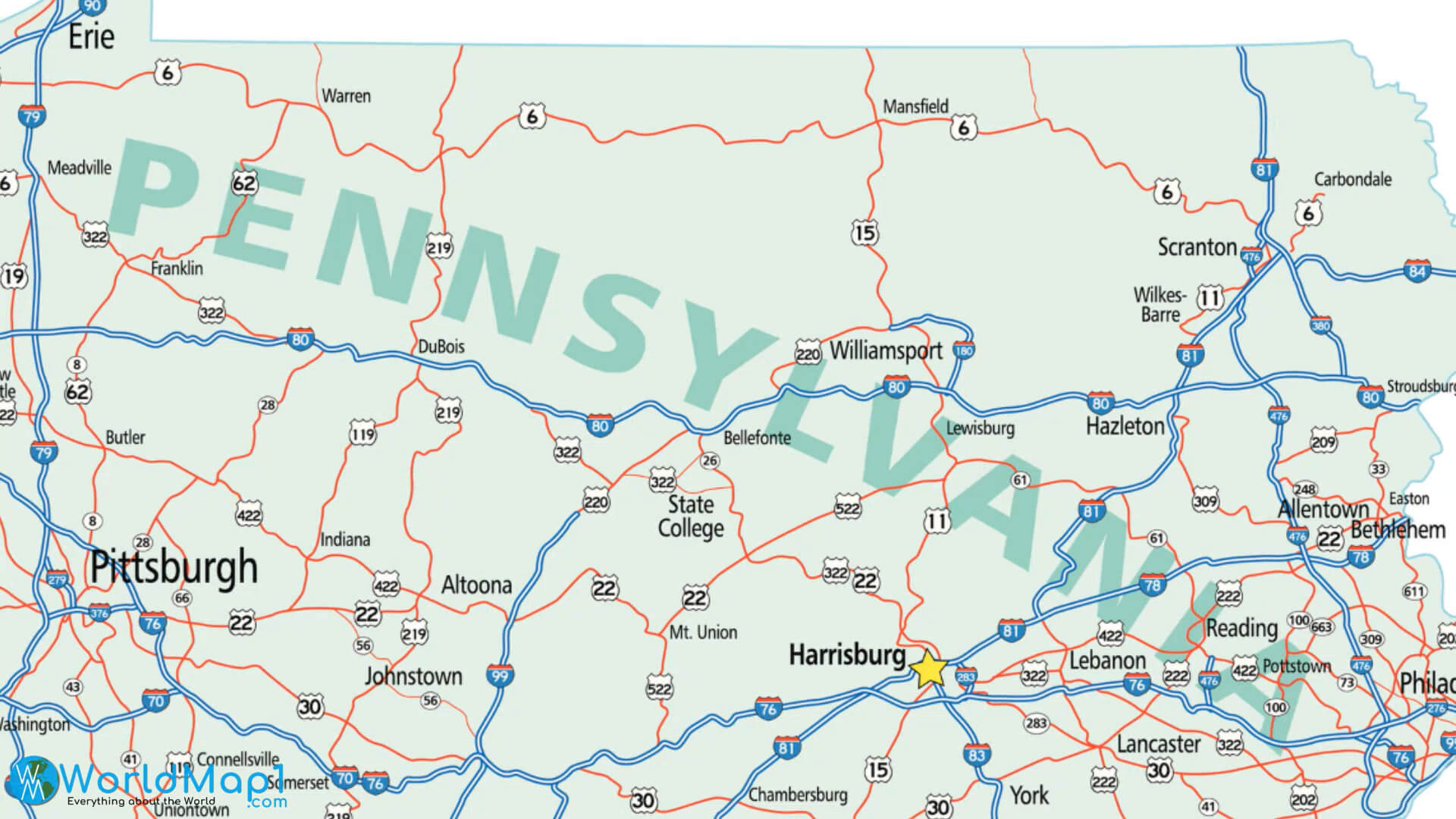 High Detailed Pennsylvania Map