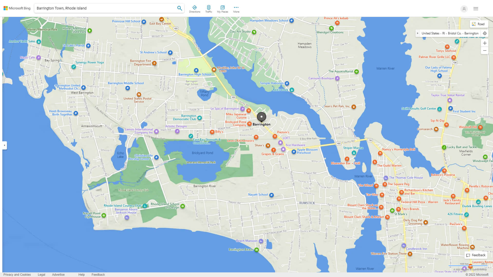 Barrington Town, Rhode Island Map