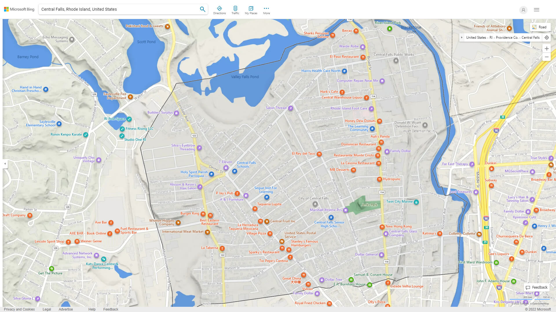 Central Falls, Rhode Island Map