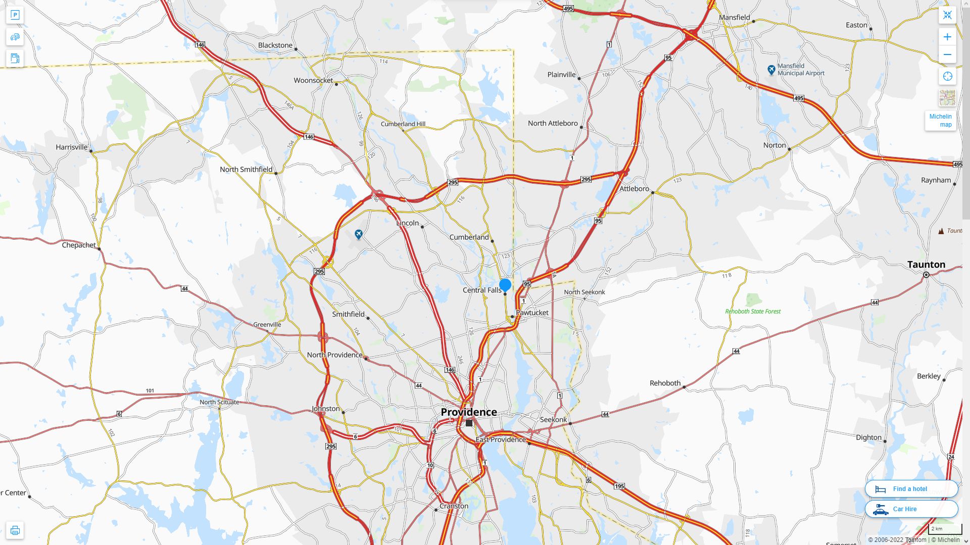 Central Falls, Rhode Island Map