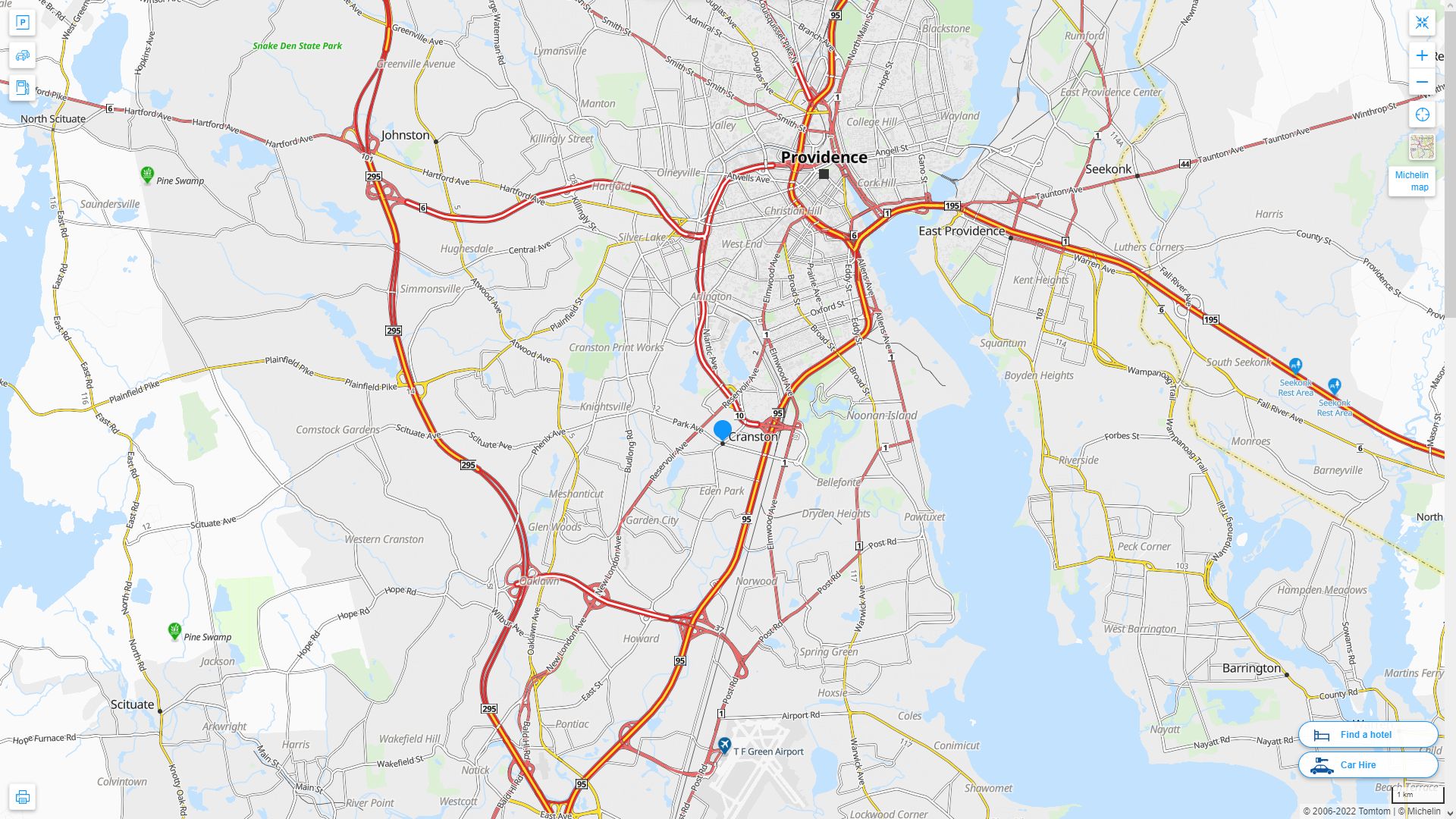 Cranston, Rhode Island Map