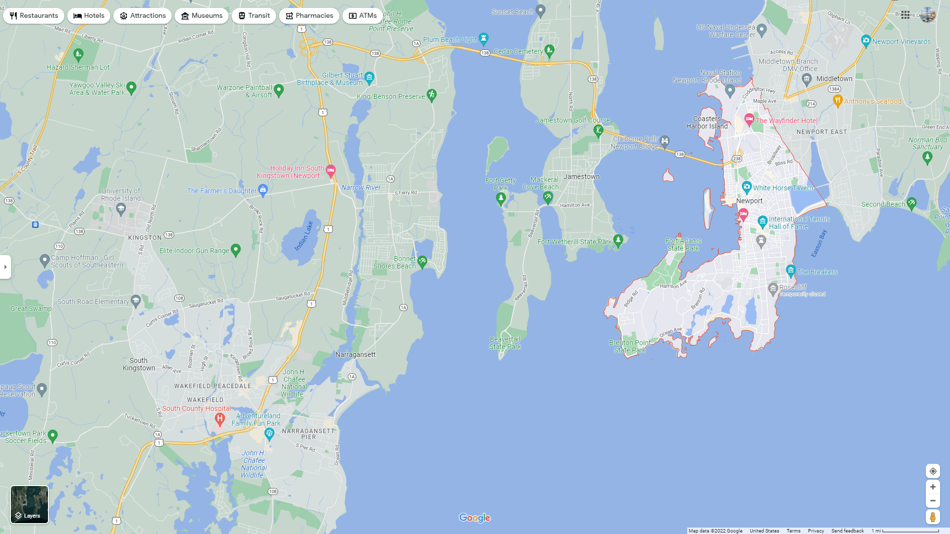 Newport, Rhode Island Map