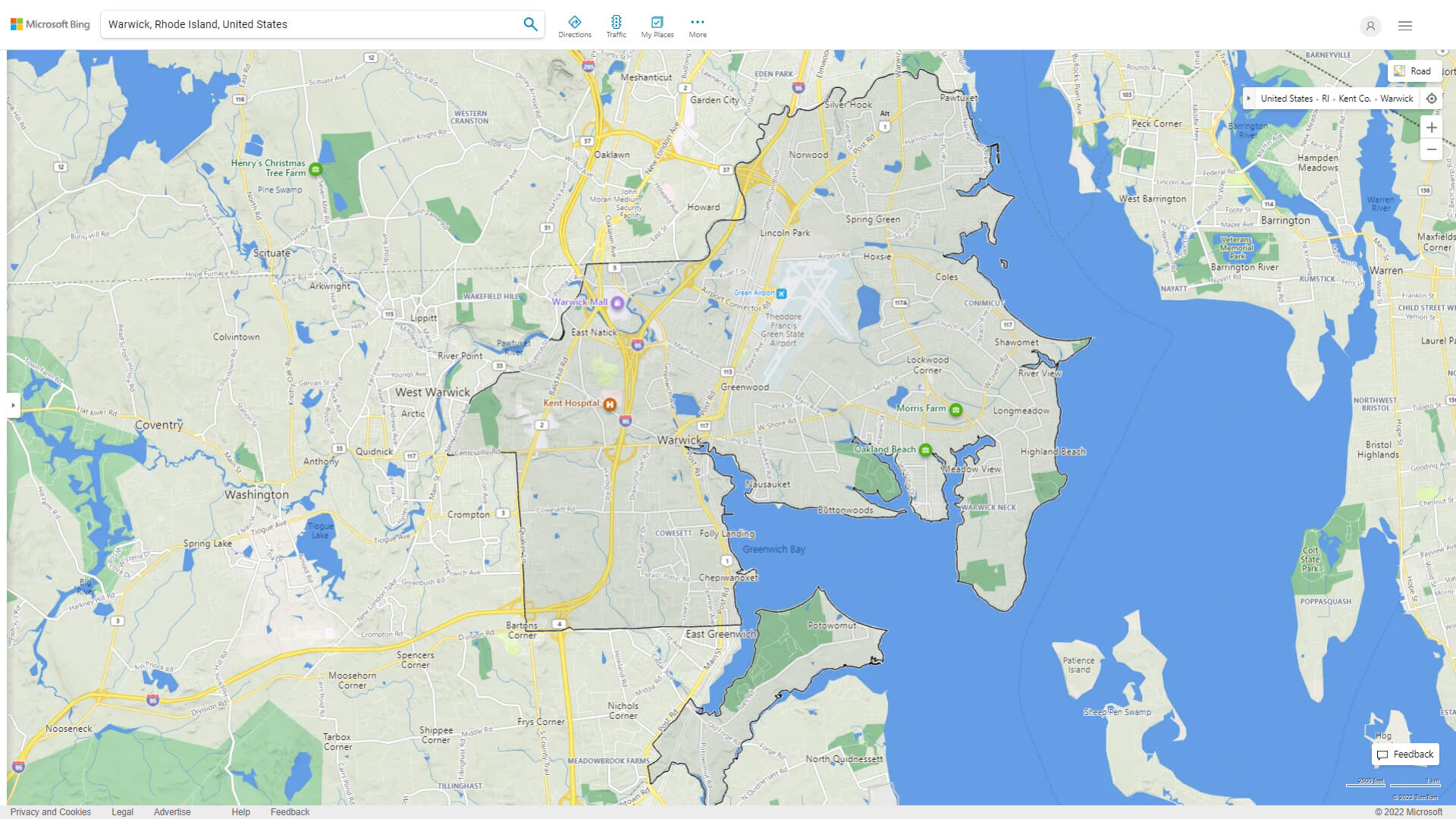 Warwick, Rhode Island Map