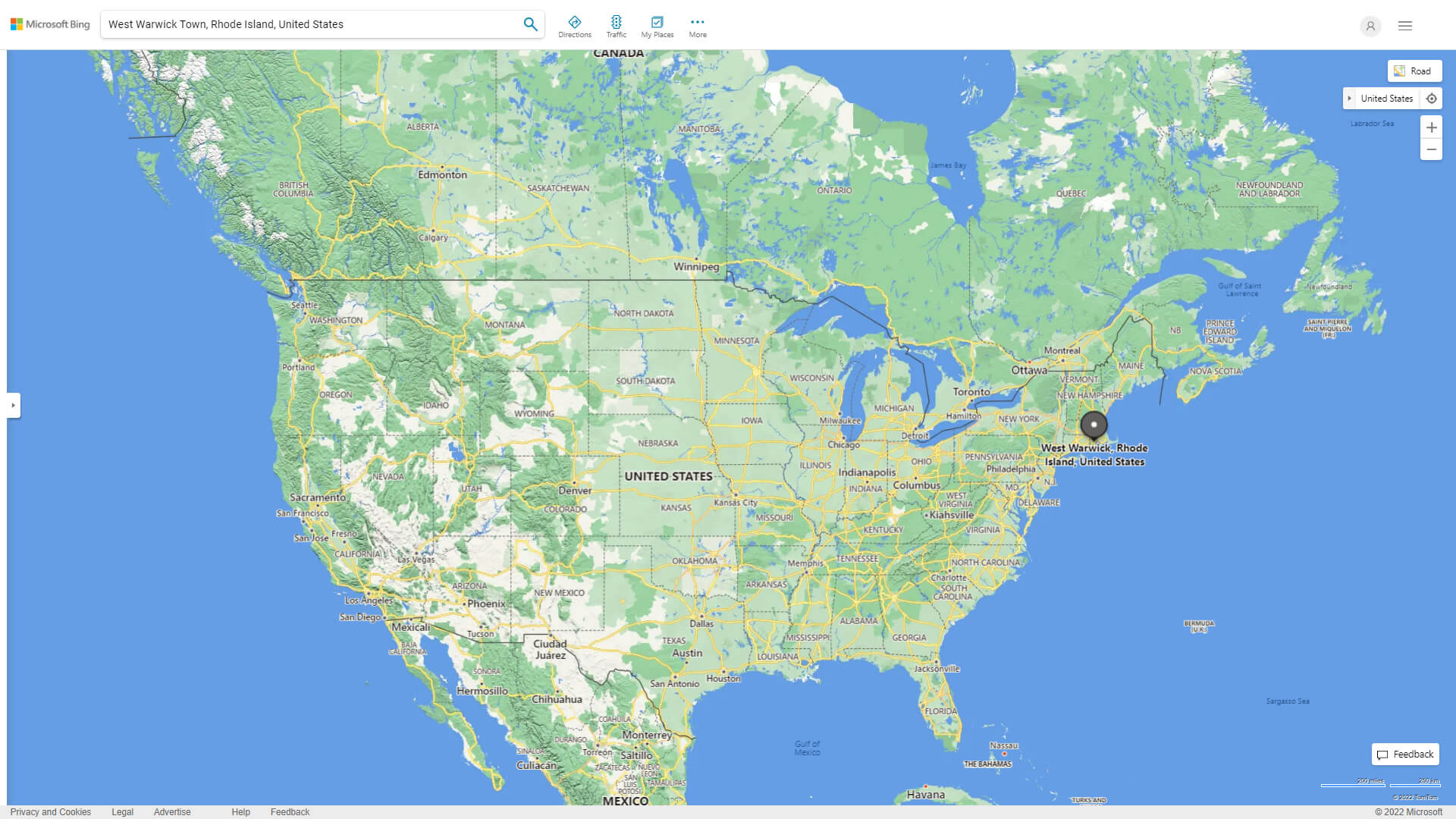 West Warwick Town Rhode Island Map - United States