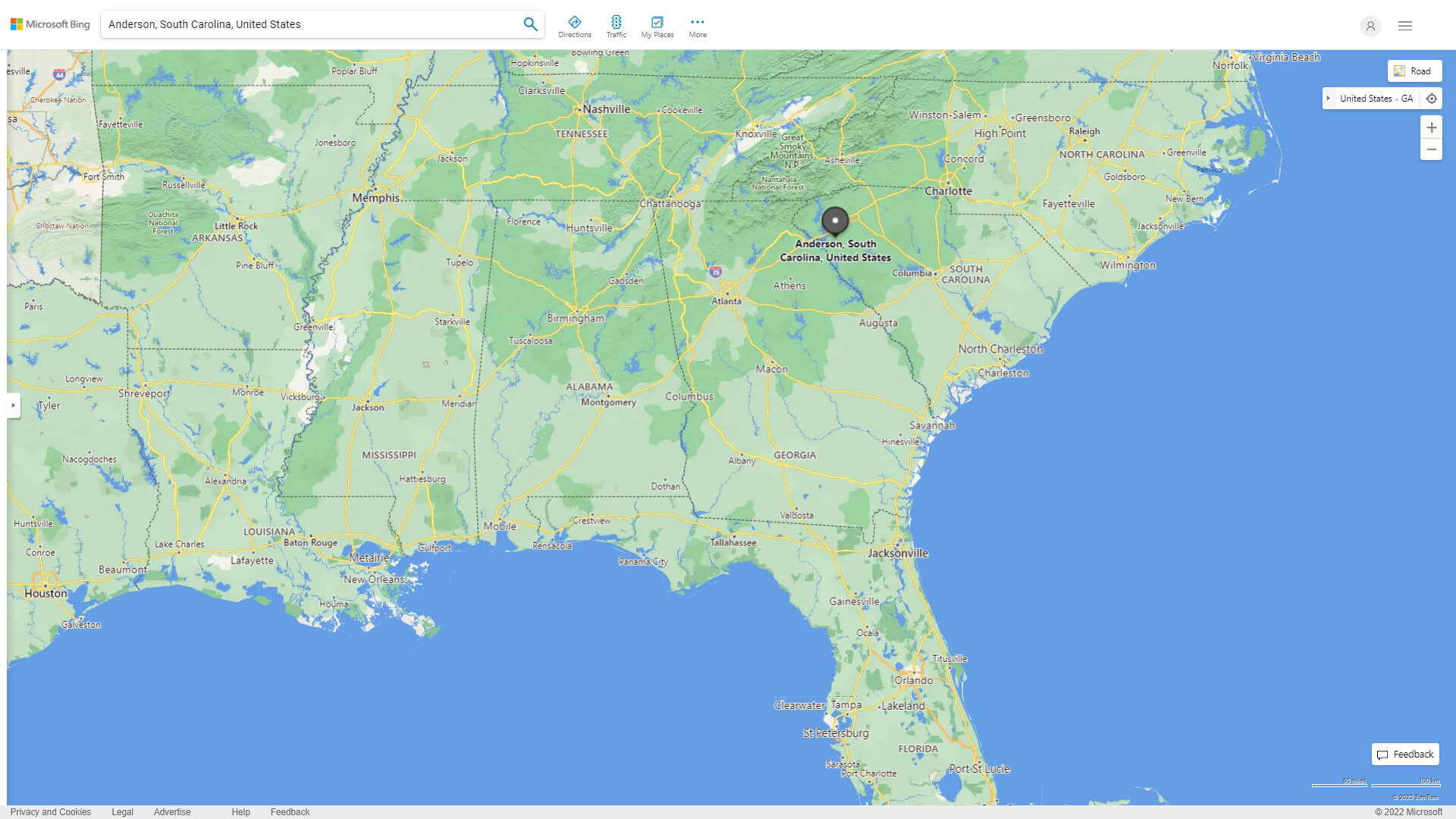 Anderson, South Carolina Map