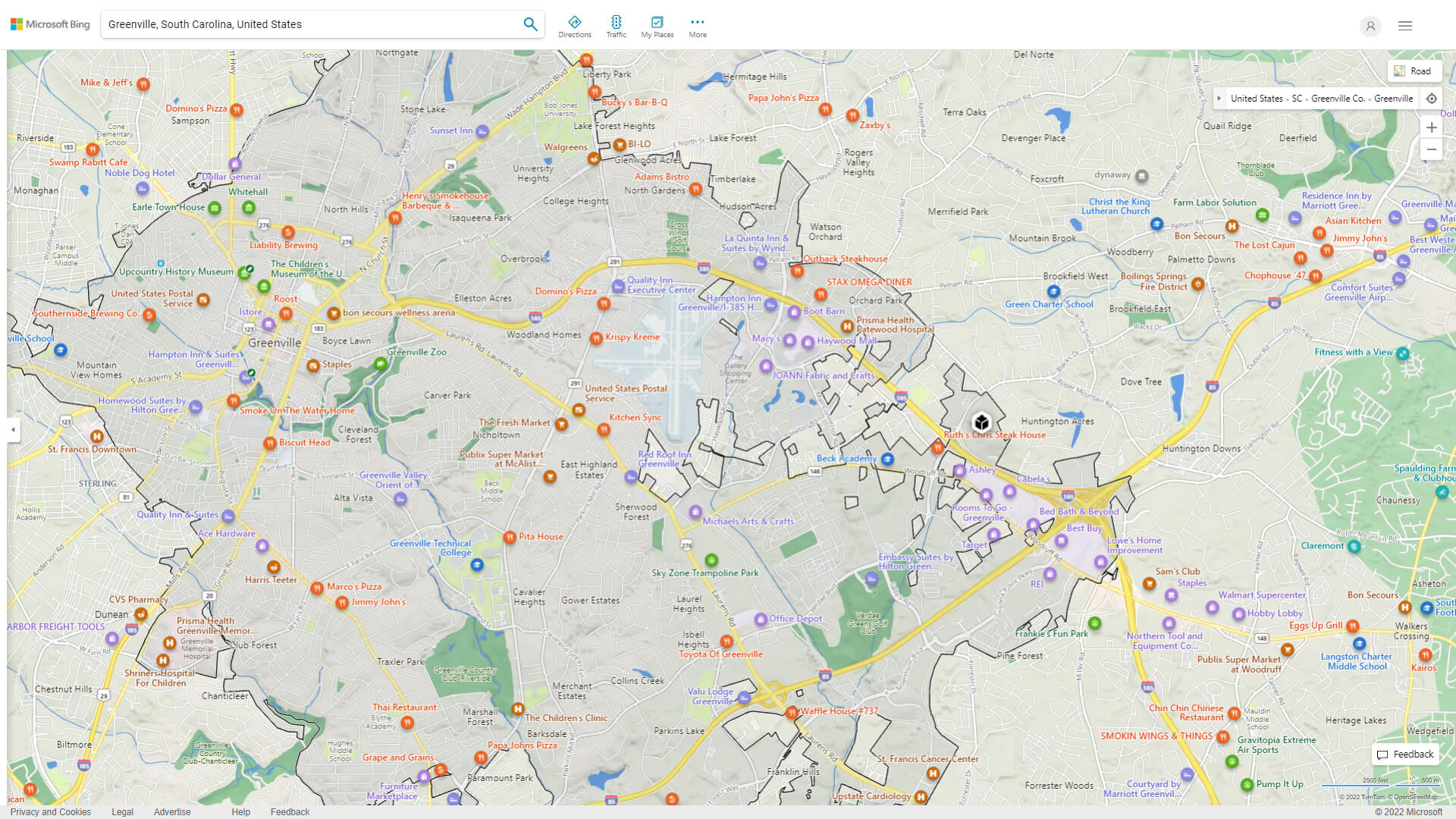 Greenville, South Carolina Map
