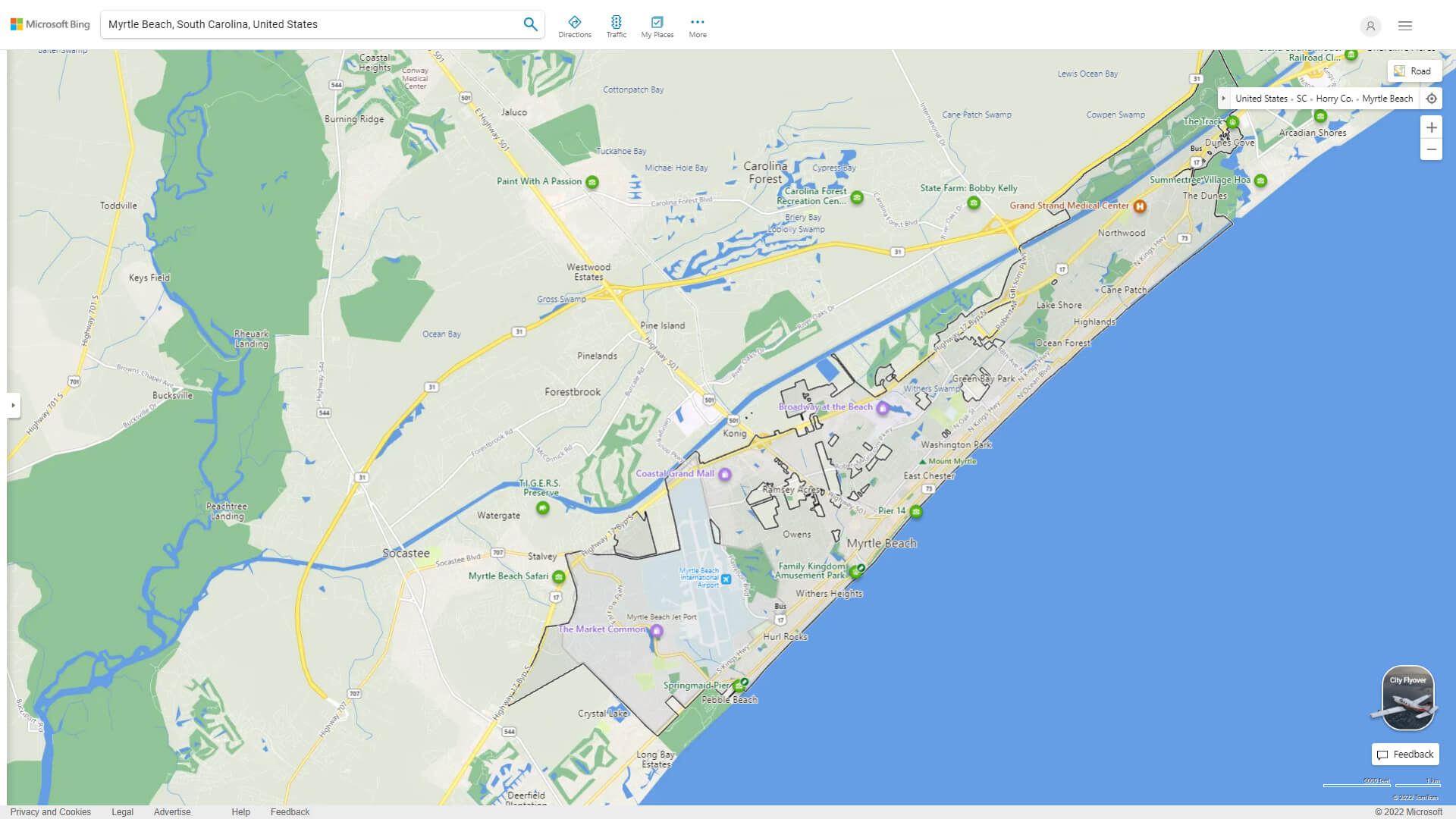 Myrtle Beach, South Carolina Map