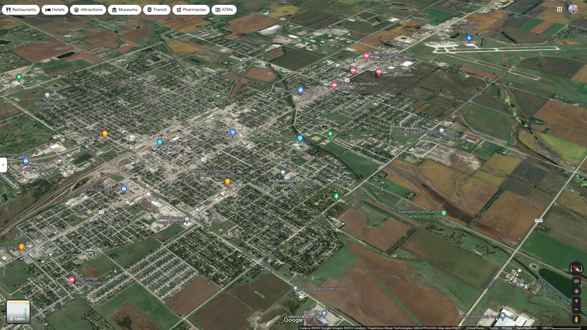 Aberdeen, South Dakota Map