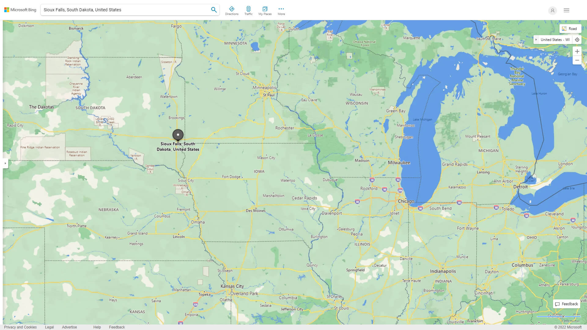 Sioux Falls, South Dakota Map