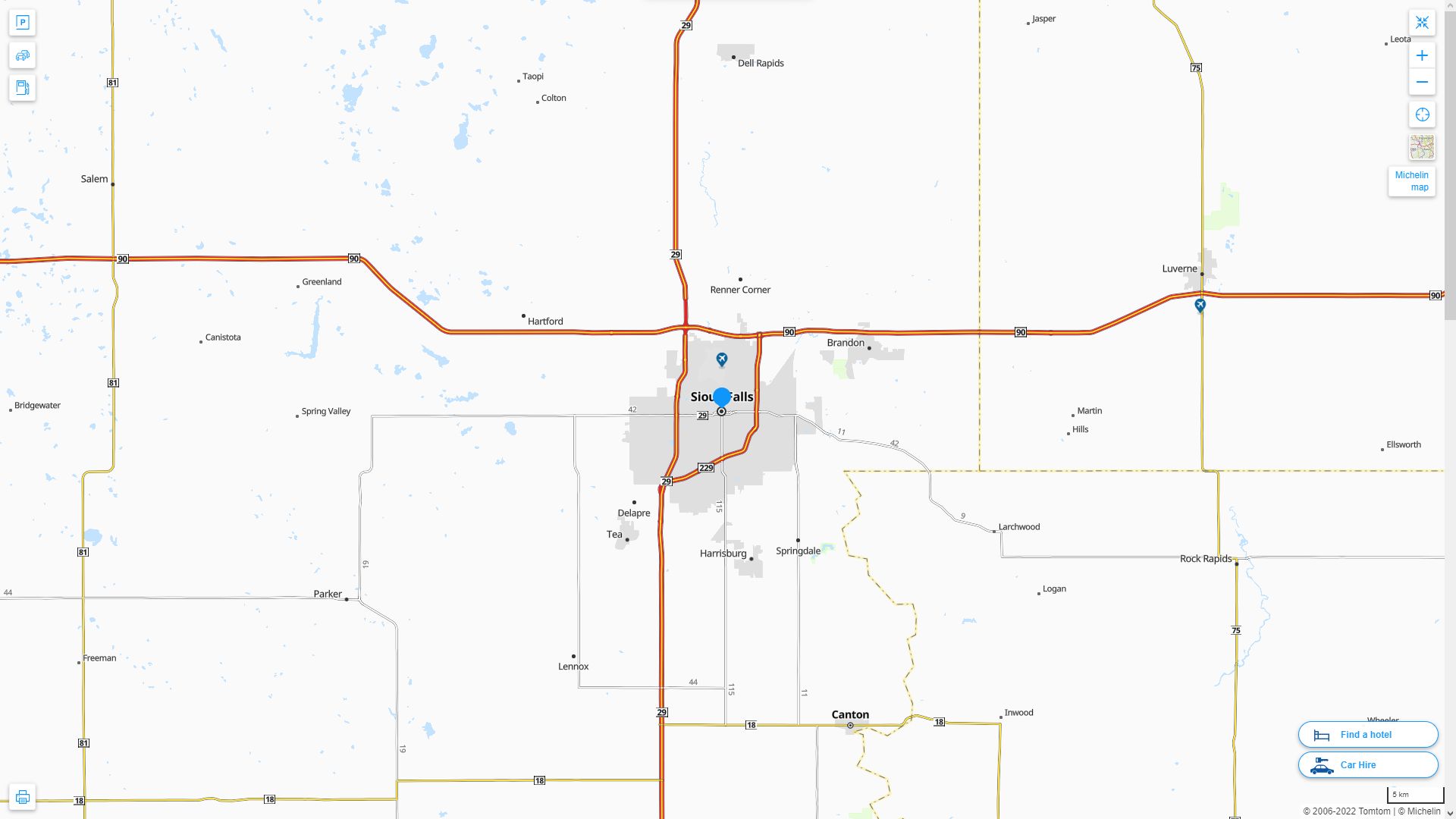 Sioux Falls, South Dakota Map