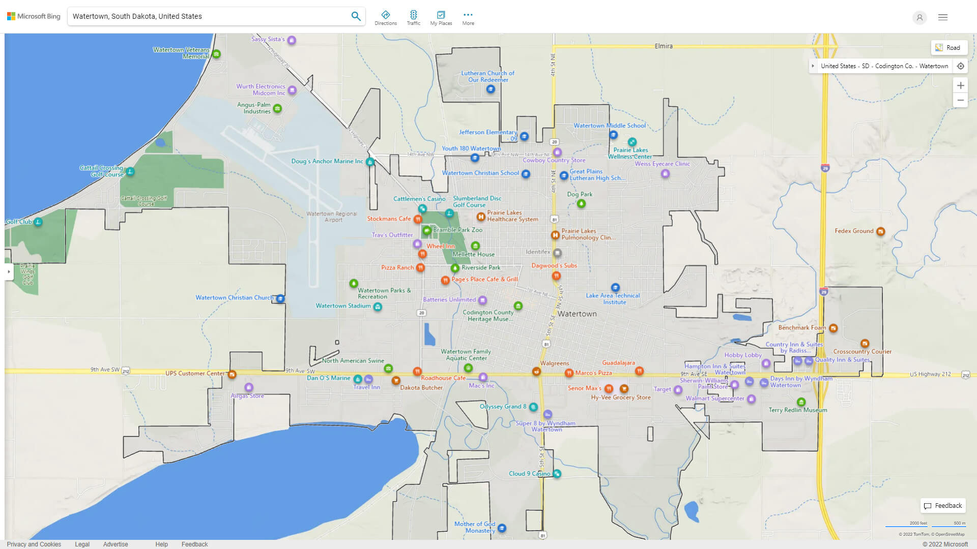 Watertown, South Dakota Map