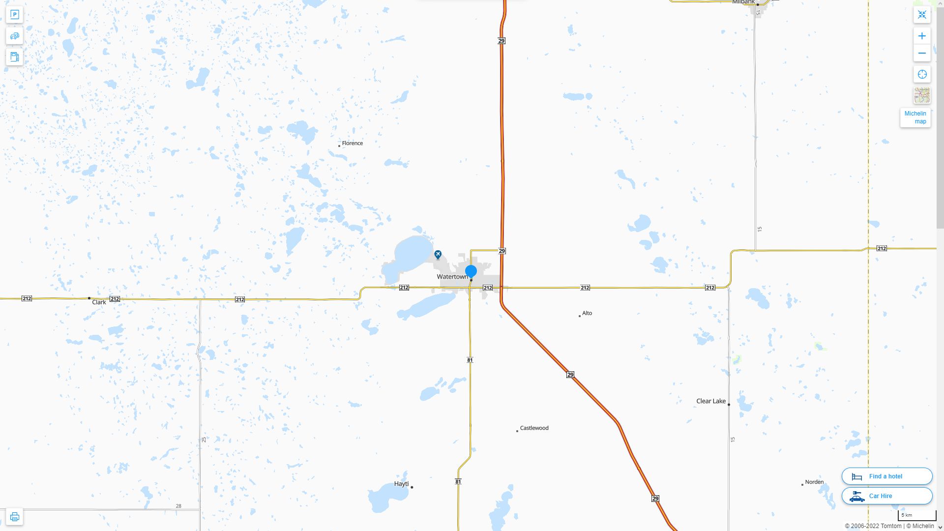 Watertown, South Dakota Map