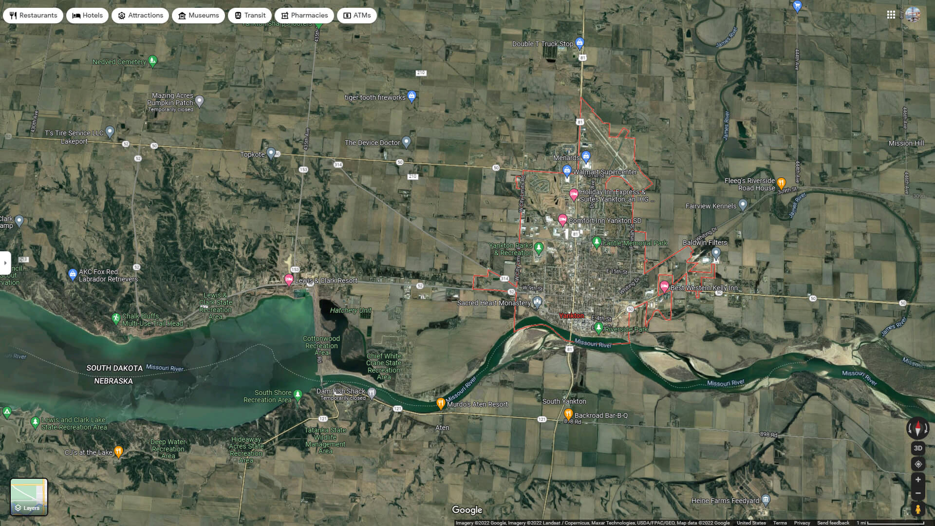 Yankton, South Dakota Map