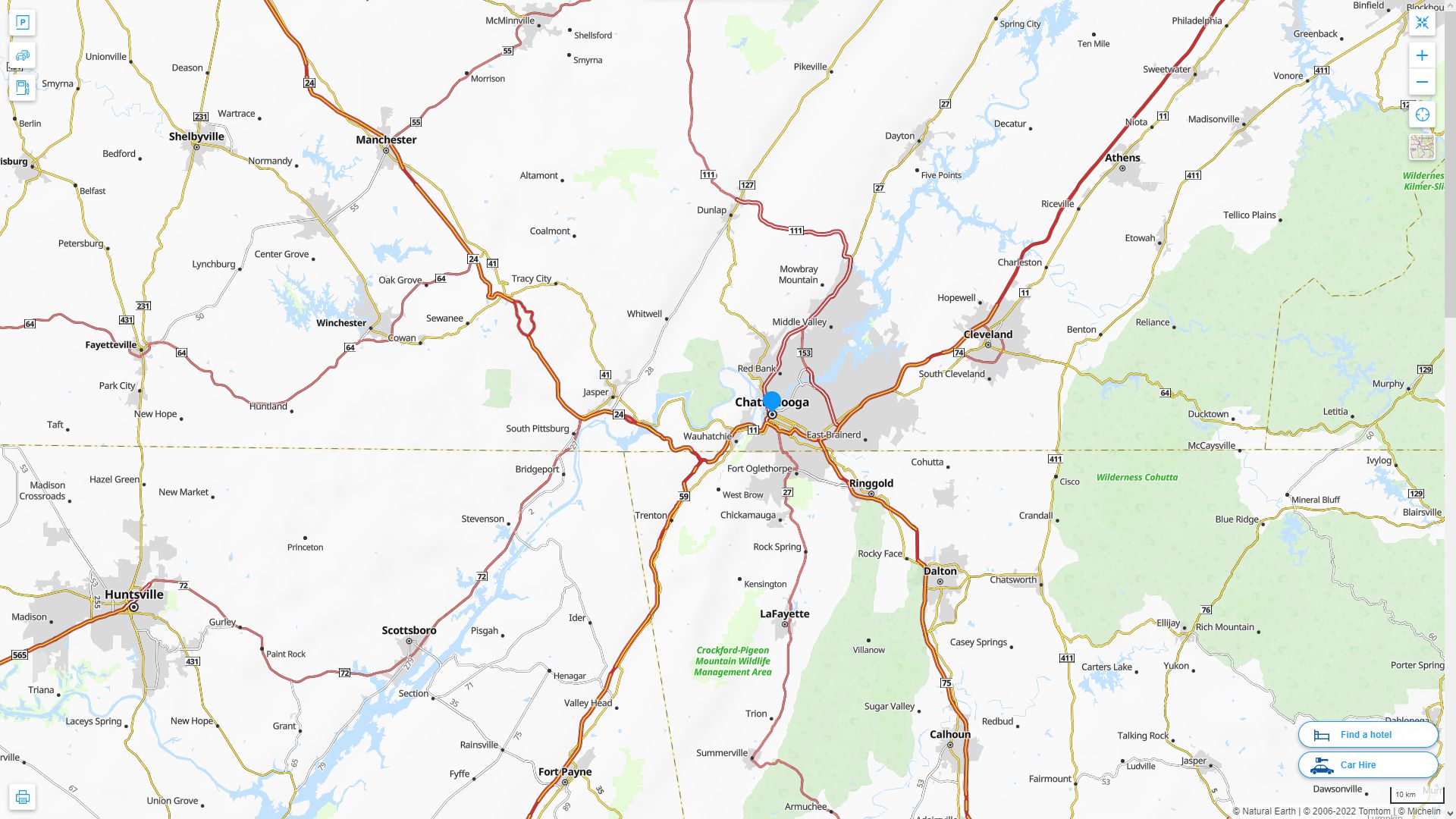 Chattanooga, Tennessee Map