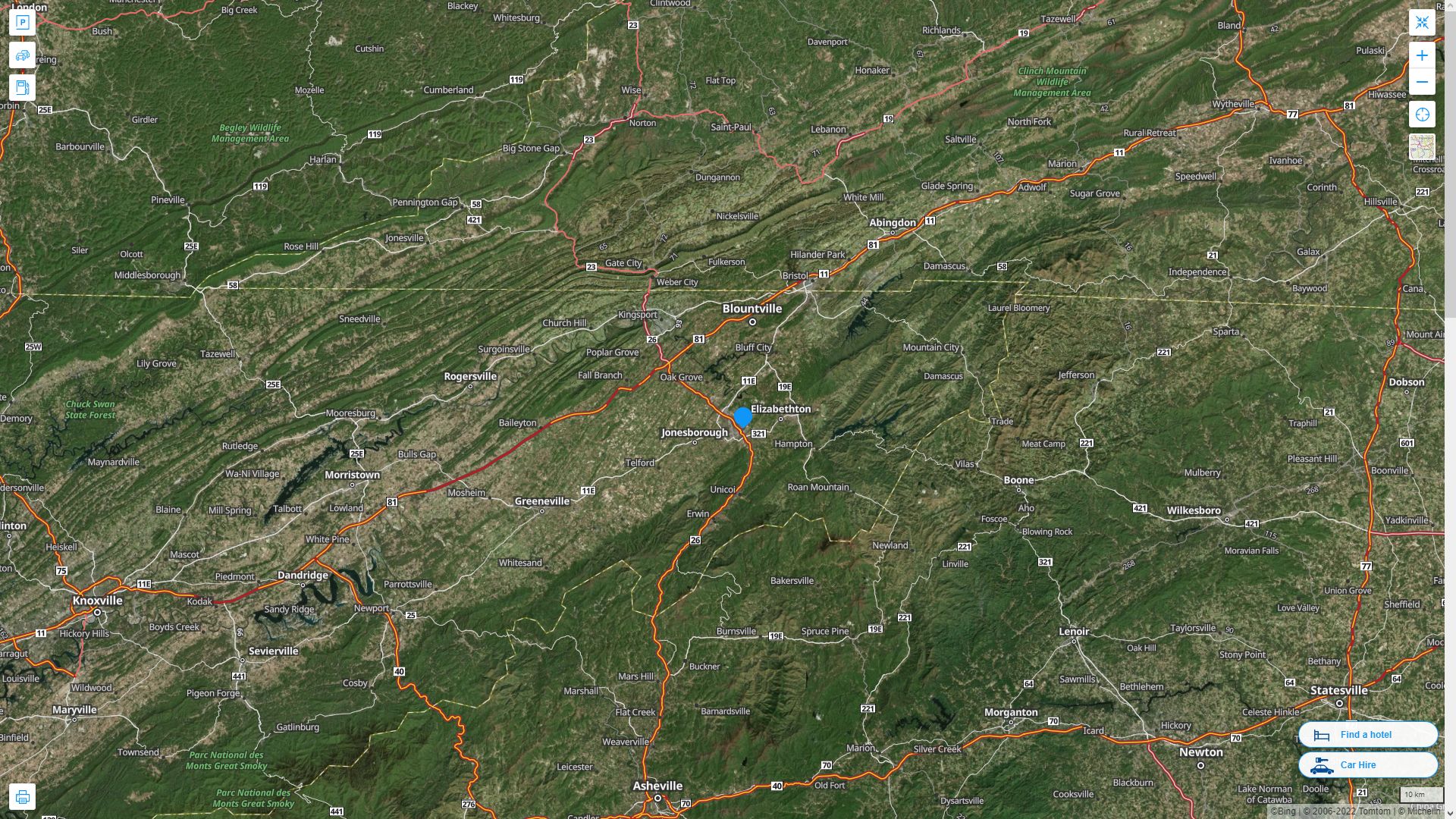 Johnson City, Tennessee Map
