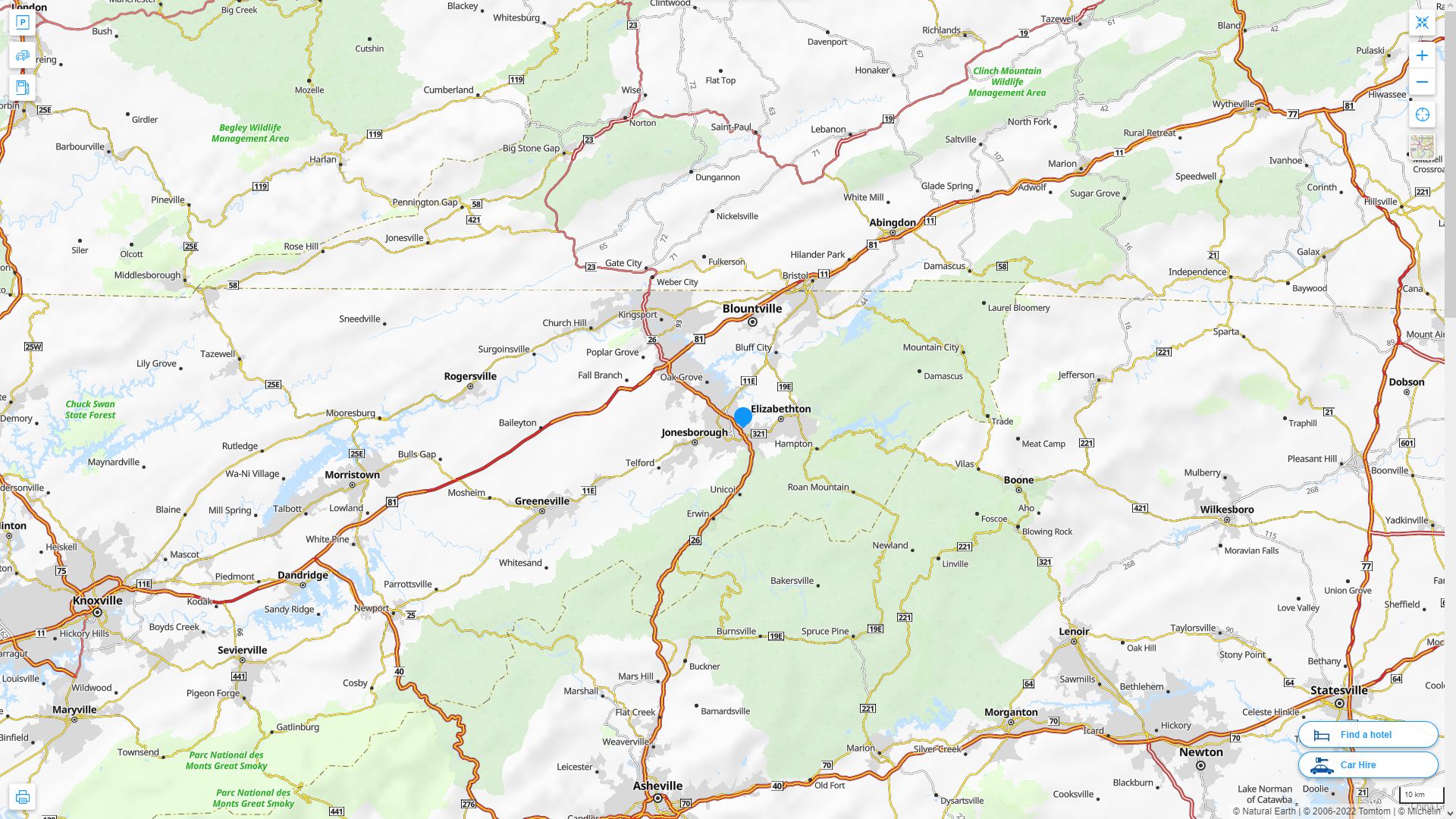 Johnson City, Tennessee Map