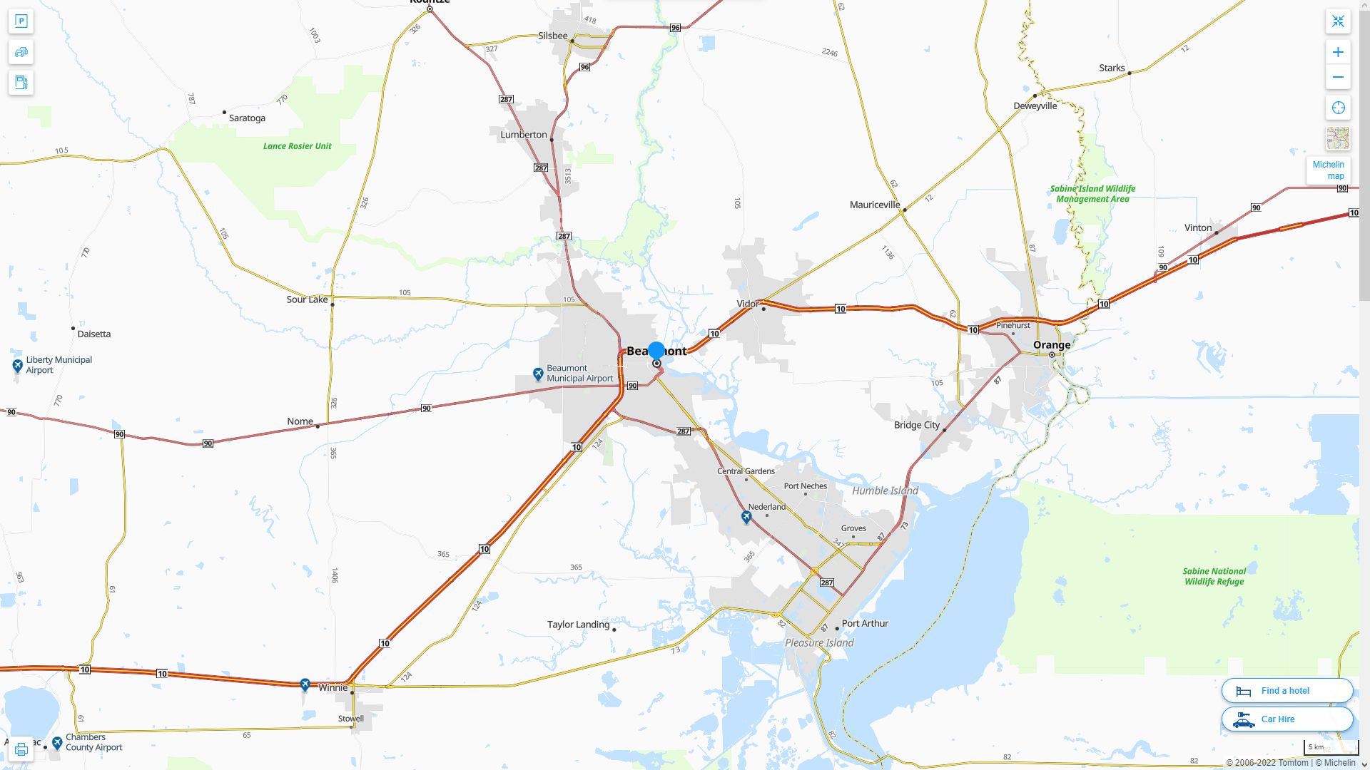 Beaumont, Texas Map