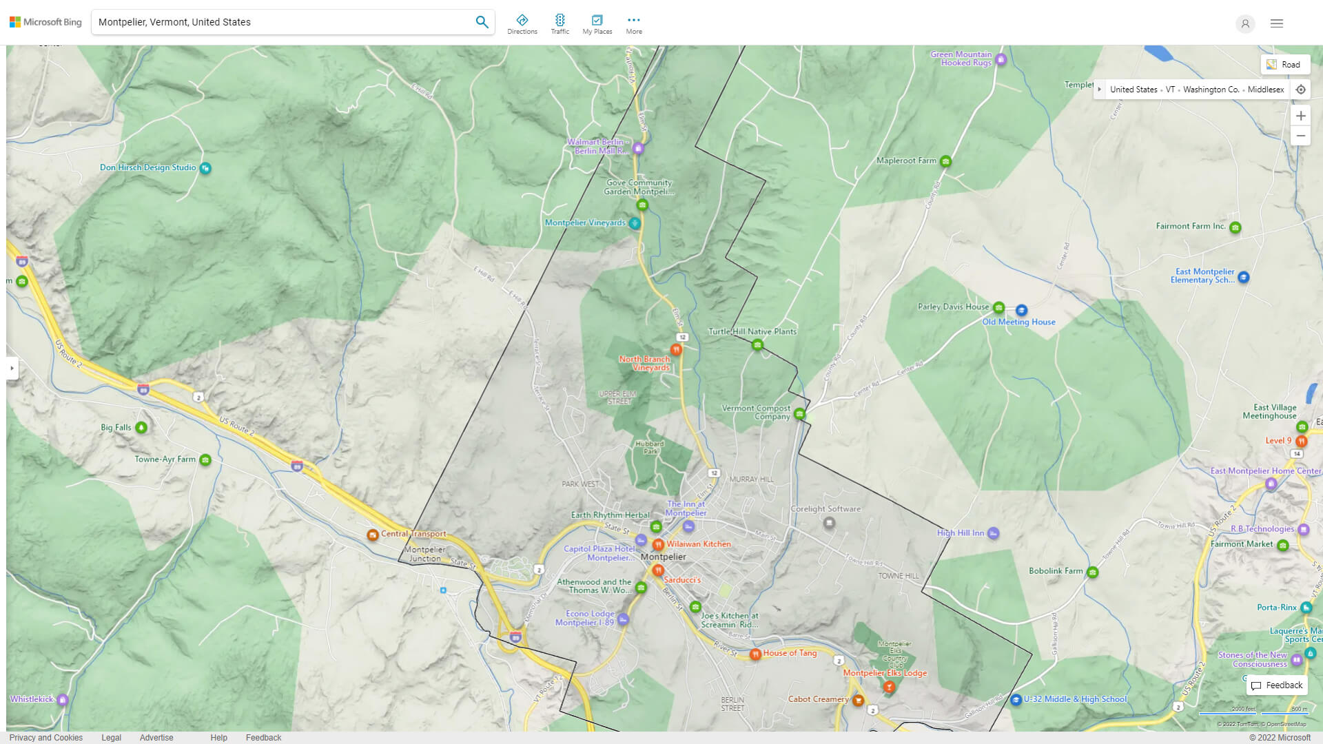 Montpelier, Vermont Map