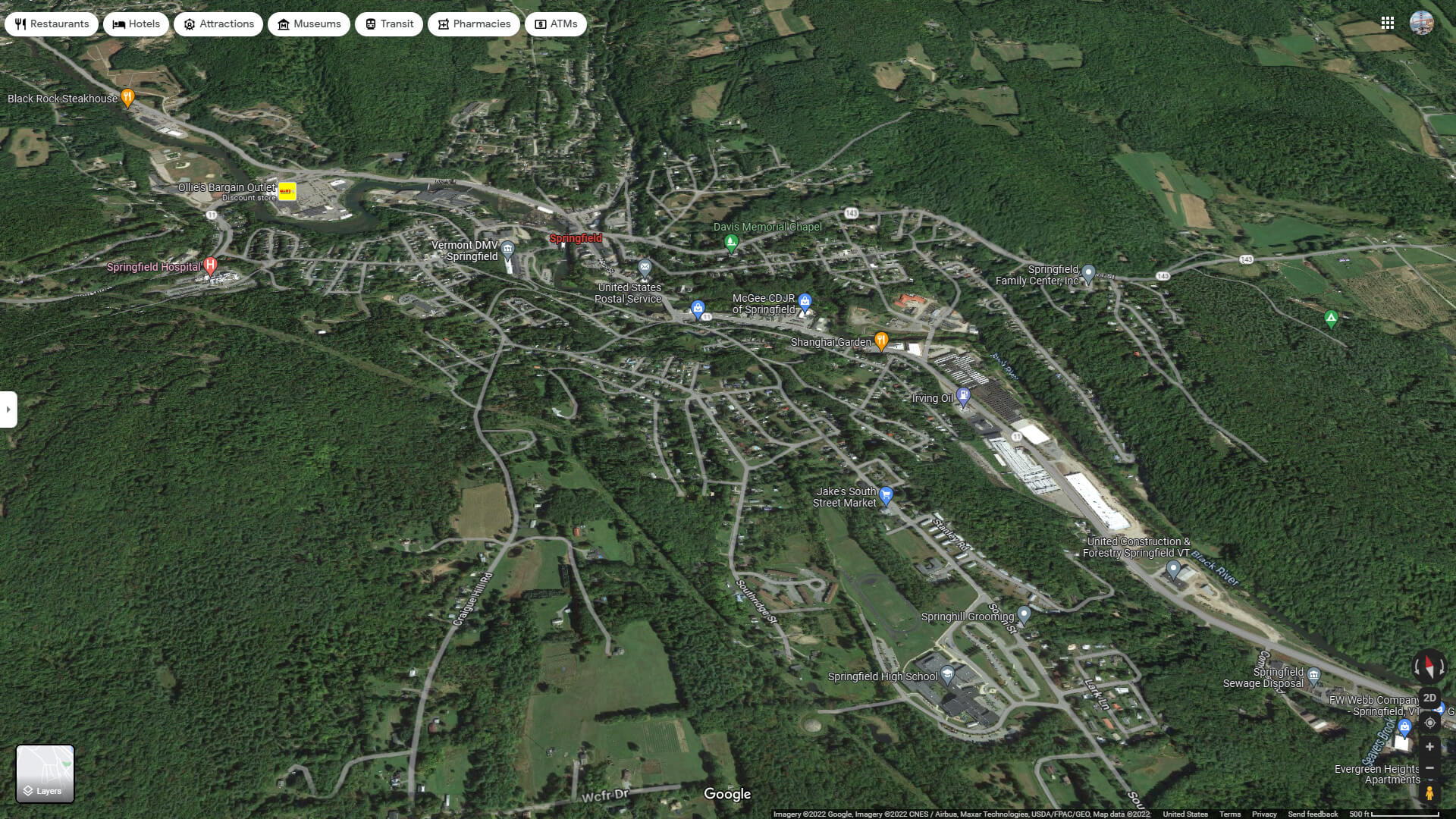 Springfield, Vermont Map