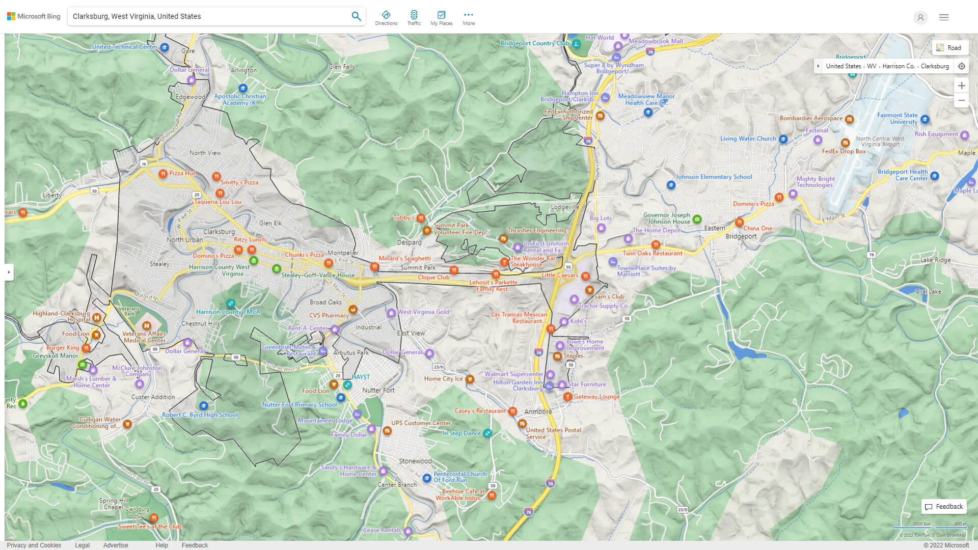 Clarksburg, West Virginia Map