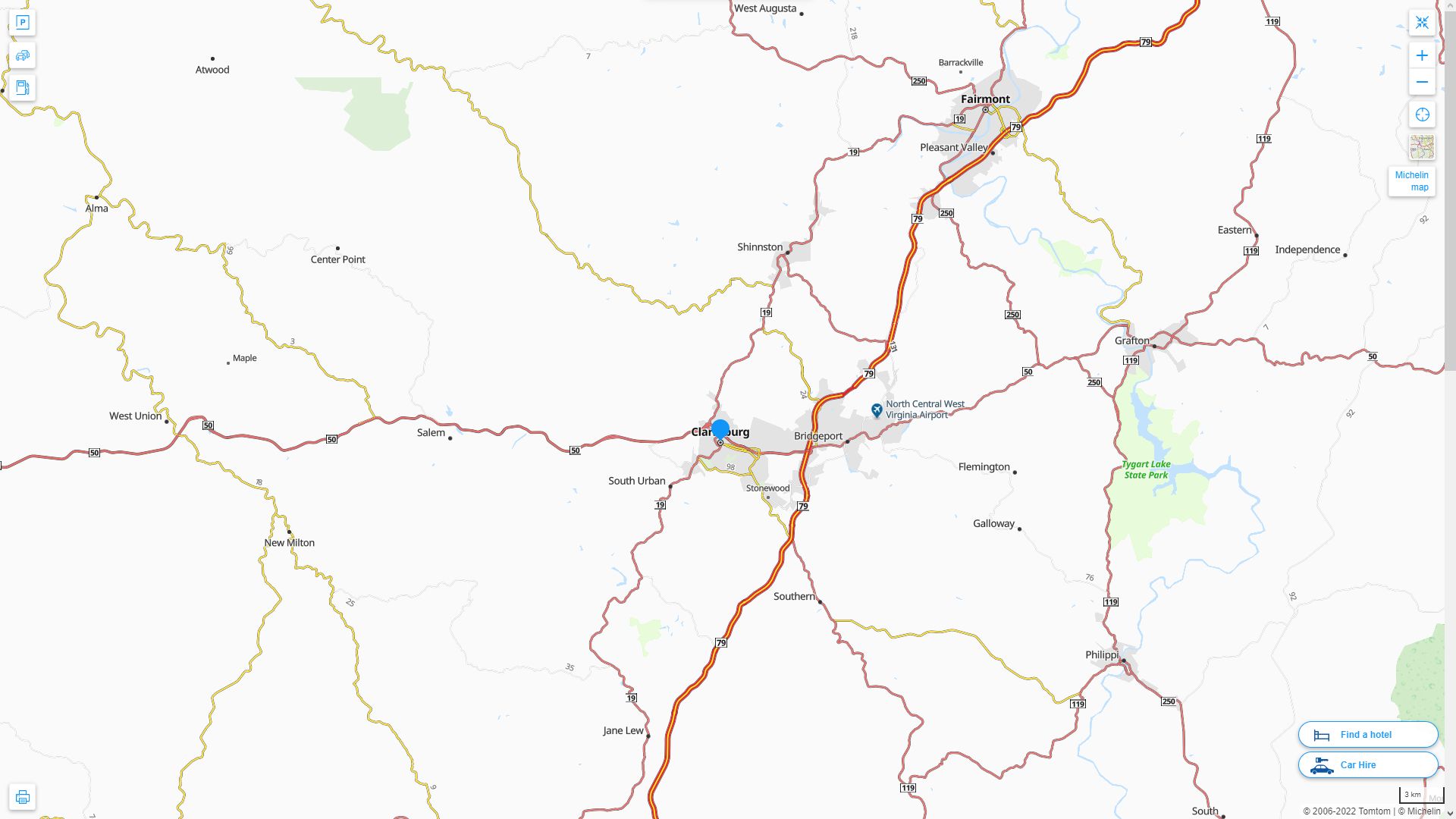 Clarksburg, West Virginia Map
