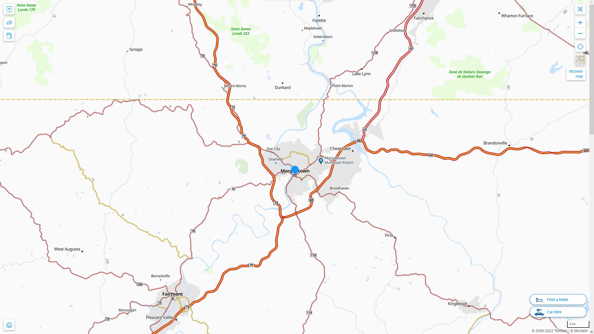 Morgantown, West Virginia Map
