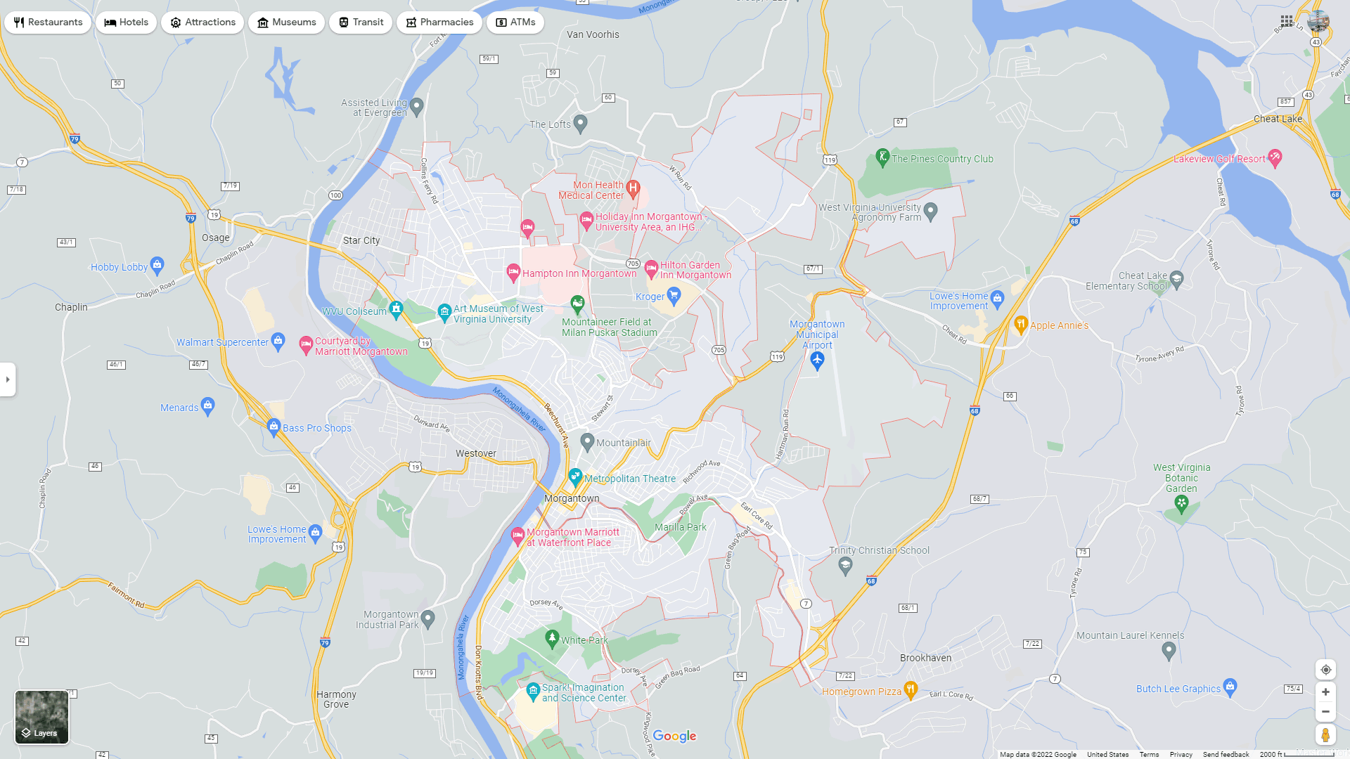 Morgantown, West Virginia Map