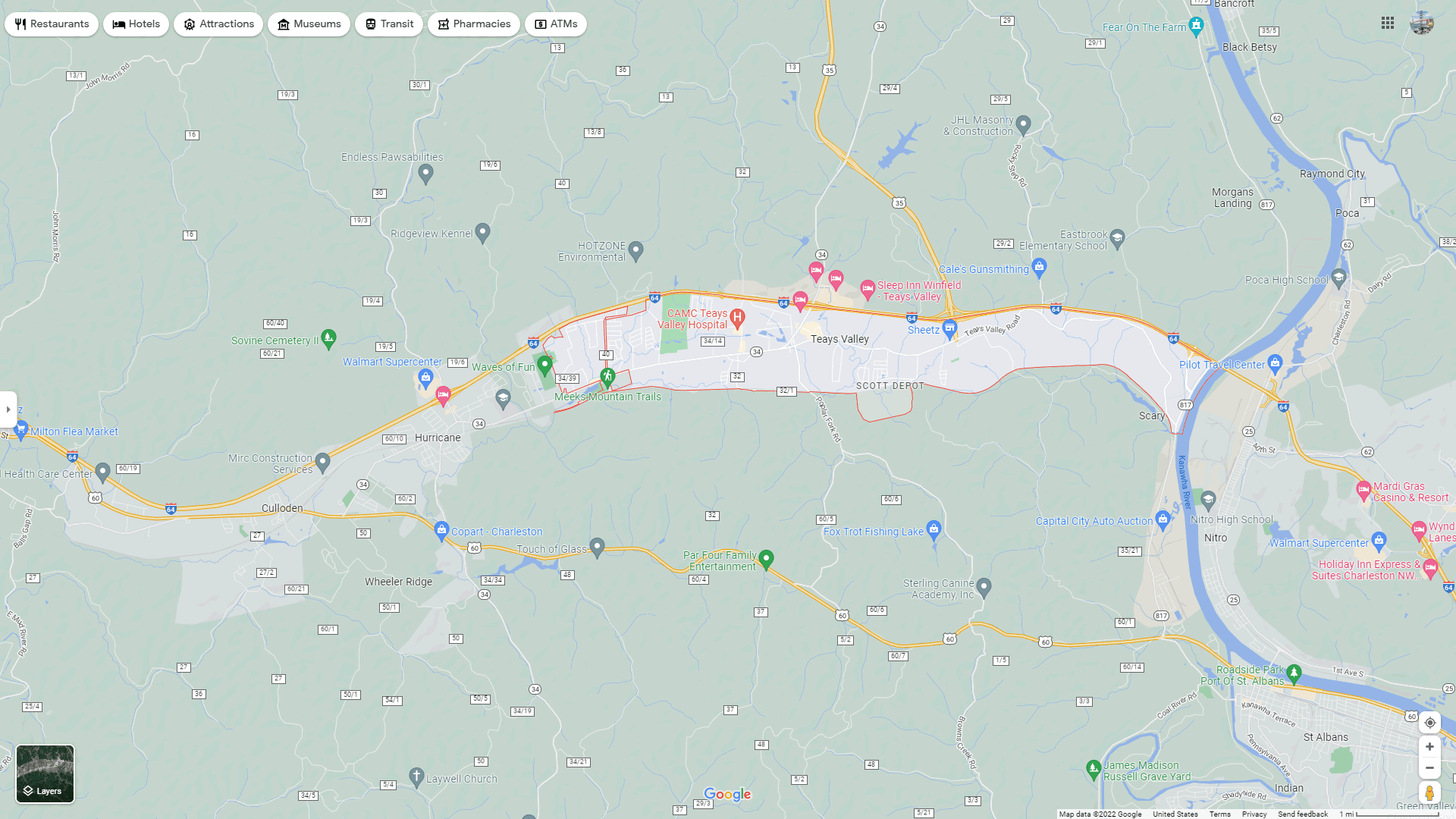 Teays Valley, West Virginia Map