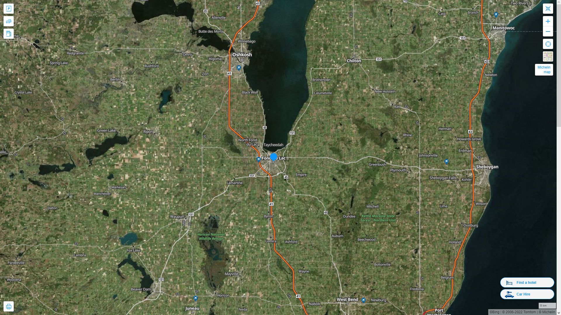 Fond du Lac, Wisconsin Map