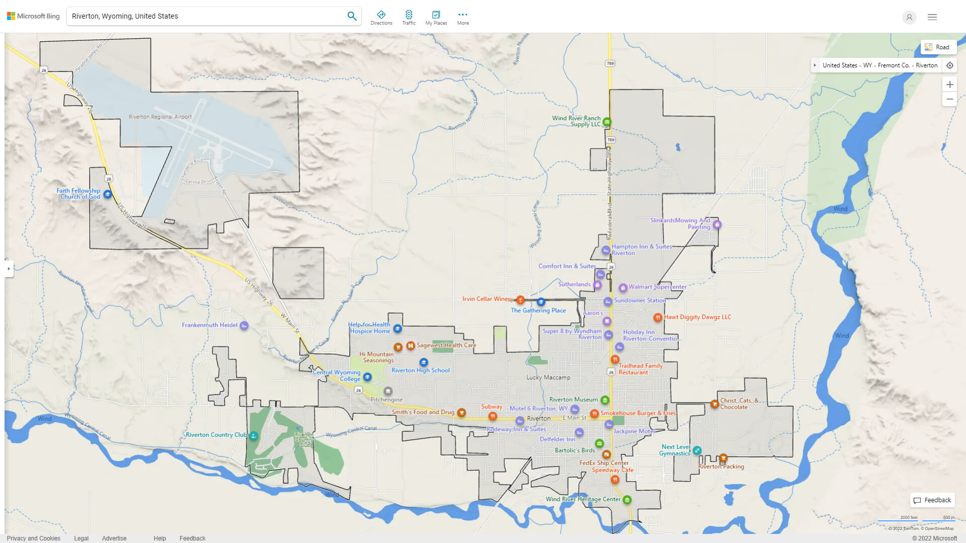 Riverton, Wyoming Map