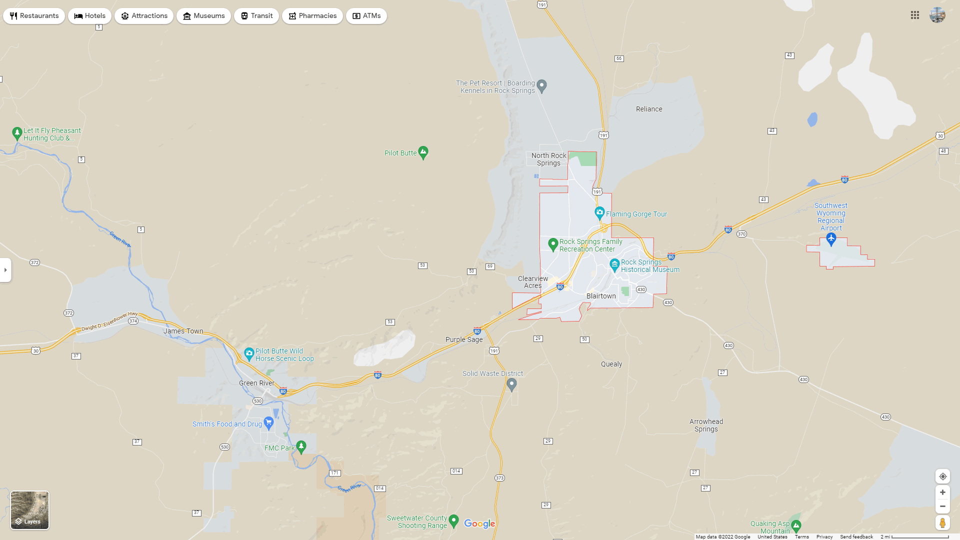 Rock Springs, Wyoming Map