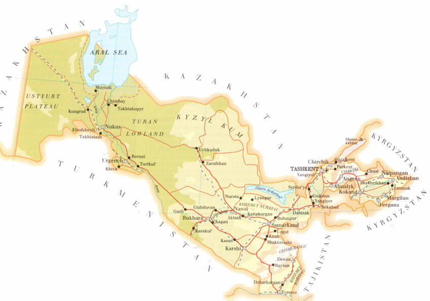 Uzbekistan Map - Uzbekistan